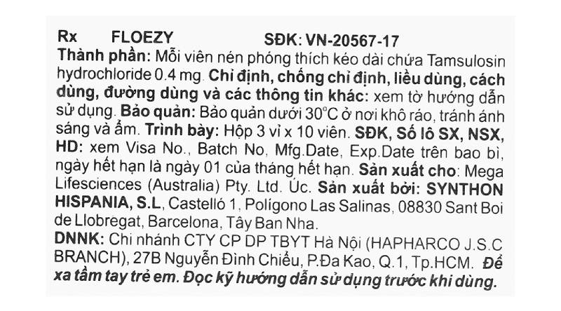 Thuốc Floezy 0.4mg điều trị bệnh tăng sinh lành tính tuyến tiền liệt